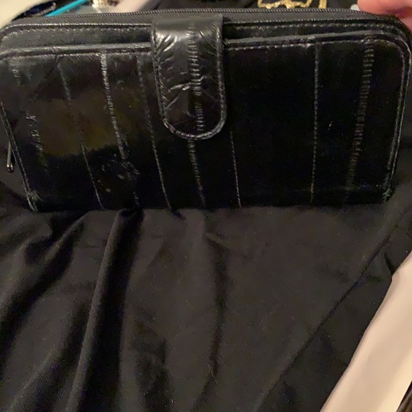 Lee Sands | Bags | Lee Sands Black Eel Skin Long Wallet | Poshmark